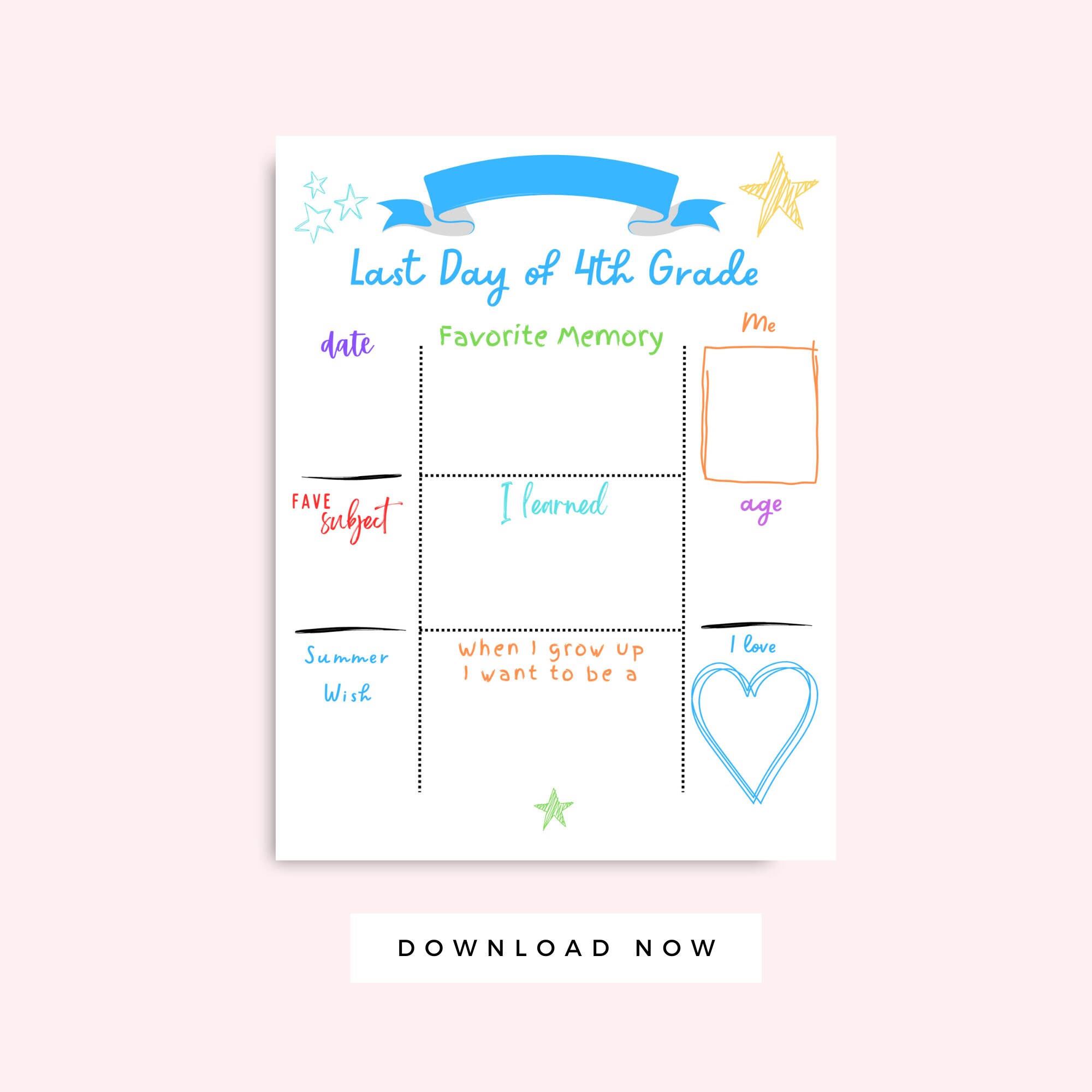 First and Last Day of School Sign 4th Grade Printable, Back to School ...