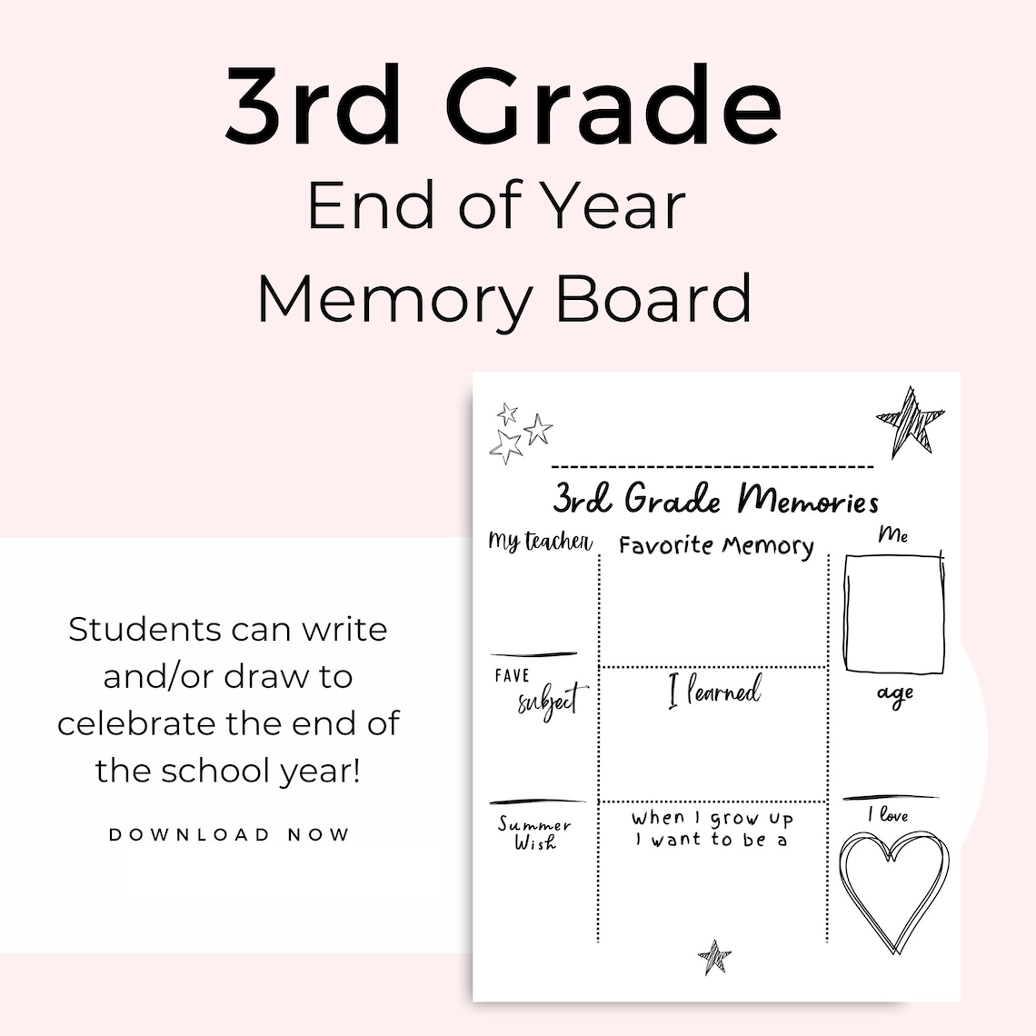 3rd Grade Memories Coloring Page, Third Grade Milestone Board, Last Day ...