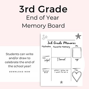 3rd Grade Memories Coloring Page, Third Grade Milestone Board, Last Day ...