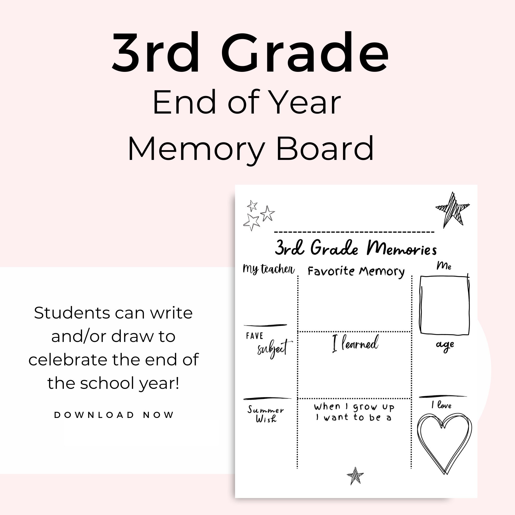 3rd Grade Memories Coloring Page, Third Grade Milestone Board, Last Day ...