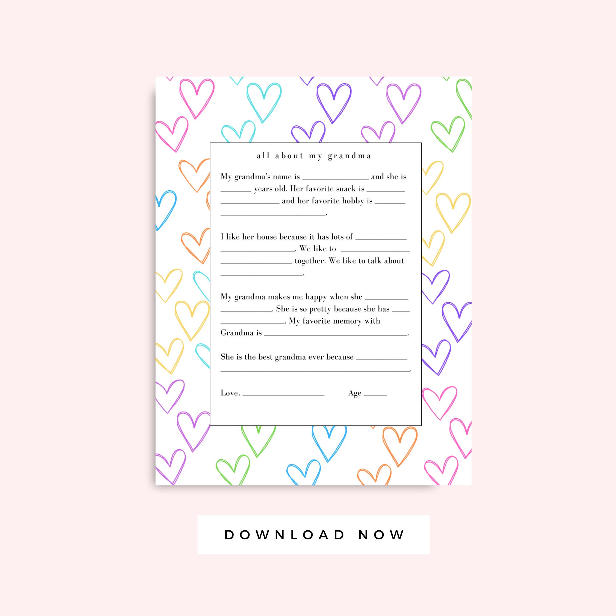 Grandparent's Day Printable Cards From Kids Gift From - Etsy
