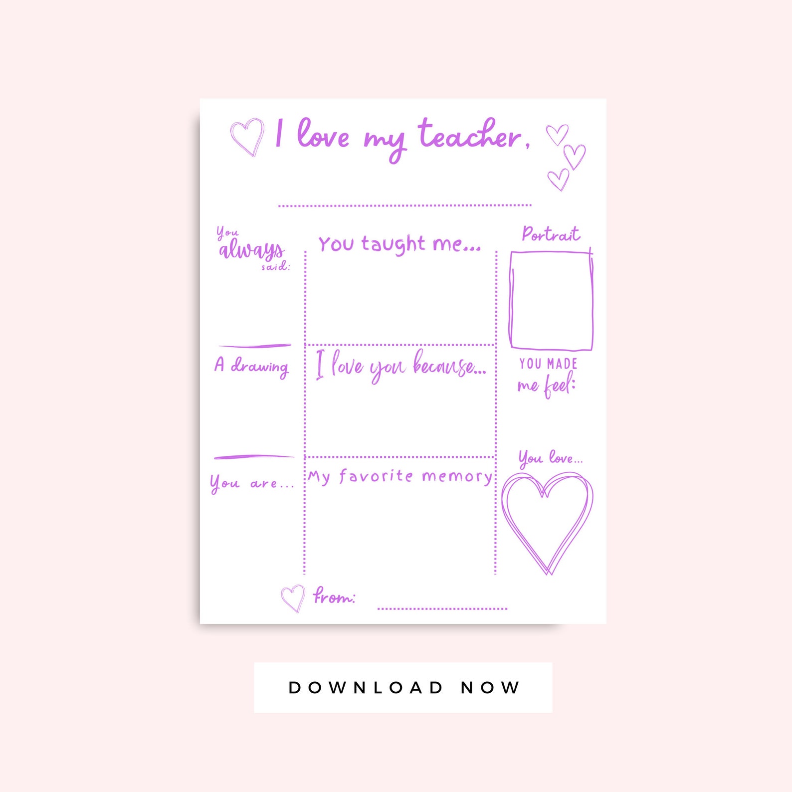 Purple Teacher Appreciation Week Printable, Instant Printable, End of ...