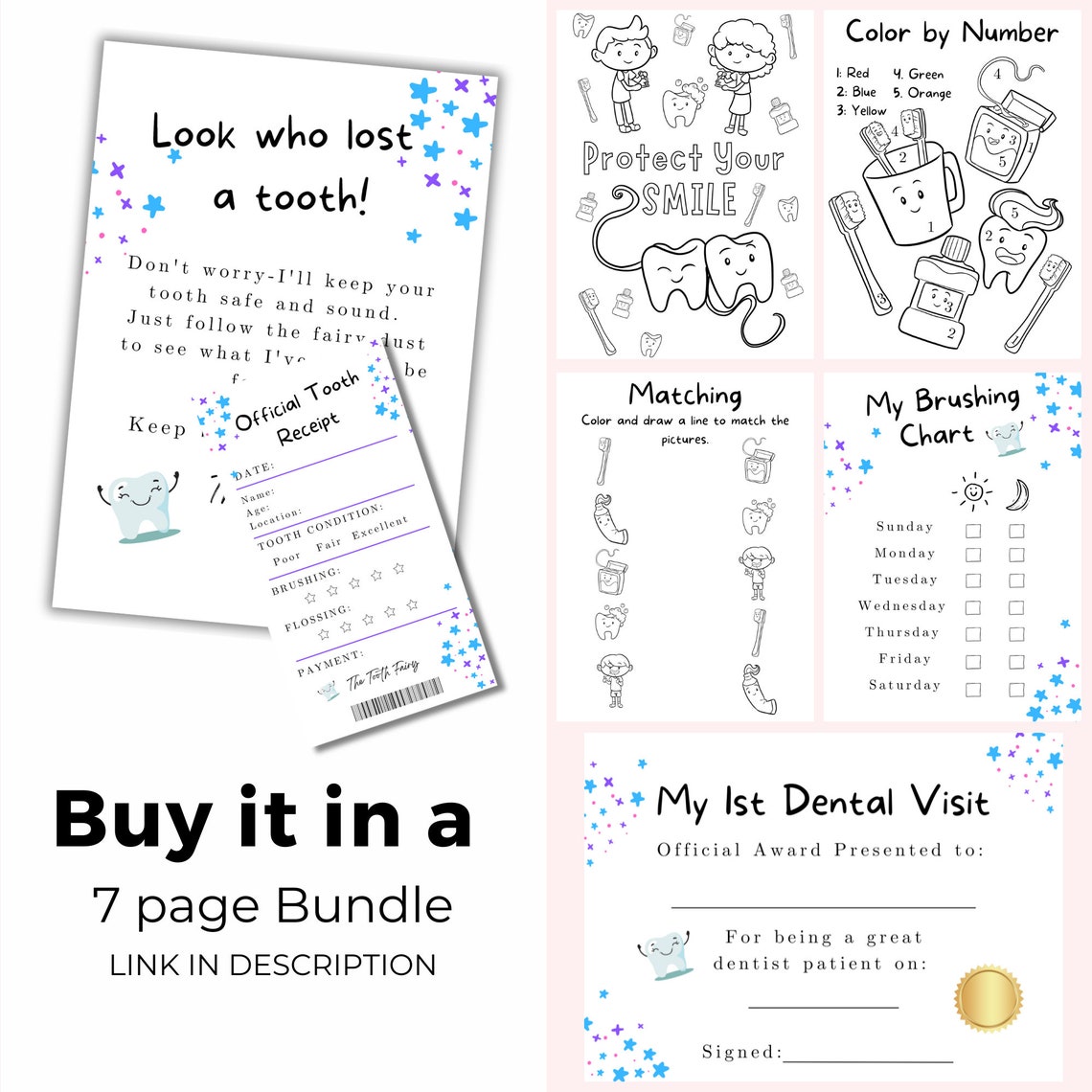 Printable Tooth Fairy Letter and Lost Tooth Receipt for Kids Bright ...