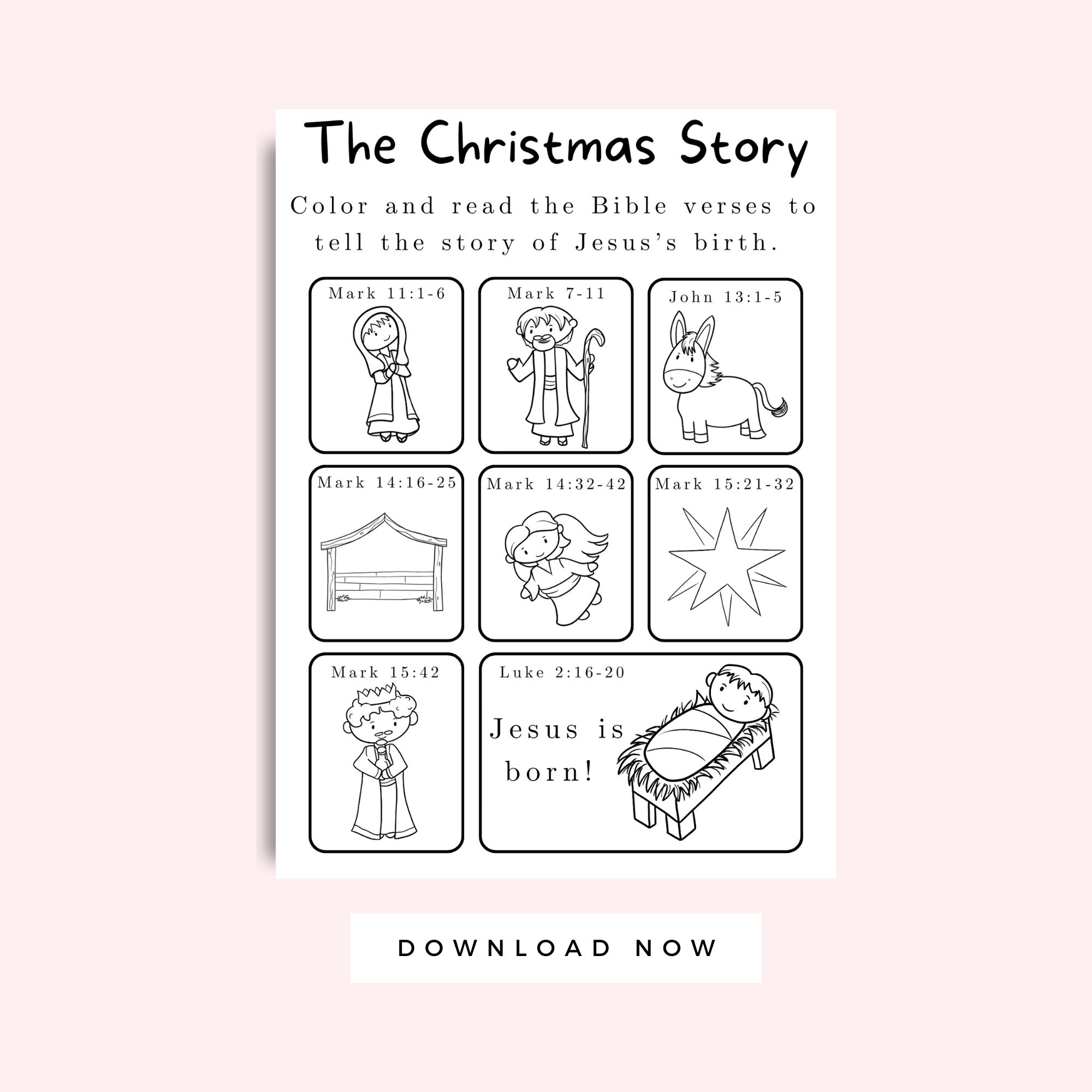 Christmas Nativity Coloring Sheet, Christmas Story Bible Verse Activity ...