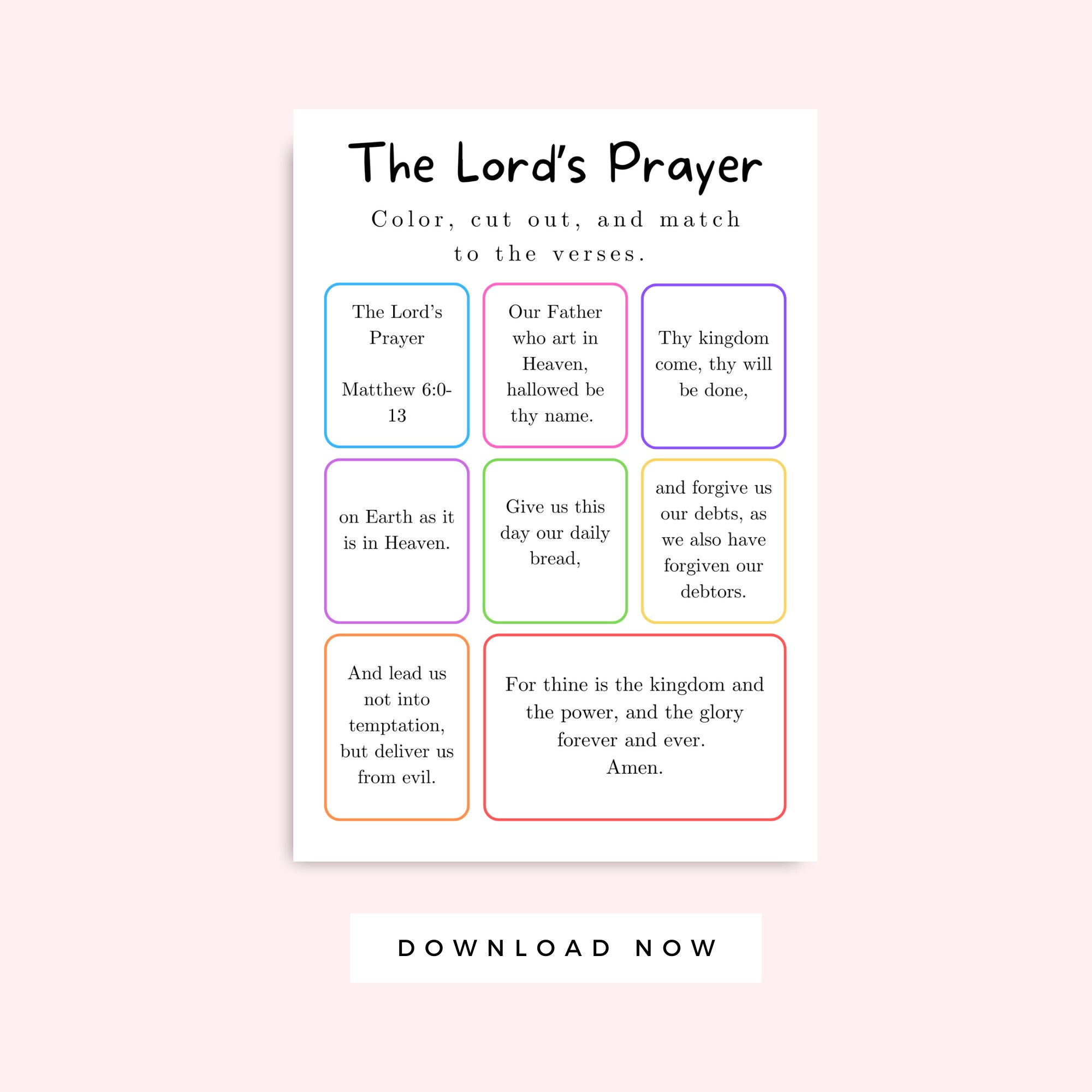 The Lords Prayer Activity, Printable Bible Verse Sunday School Activity ...