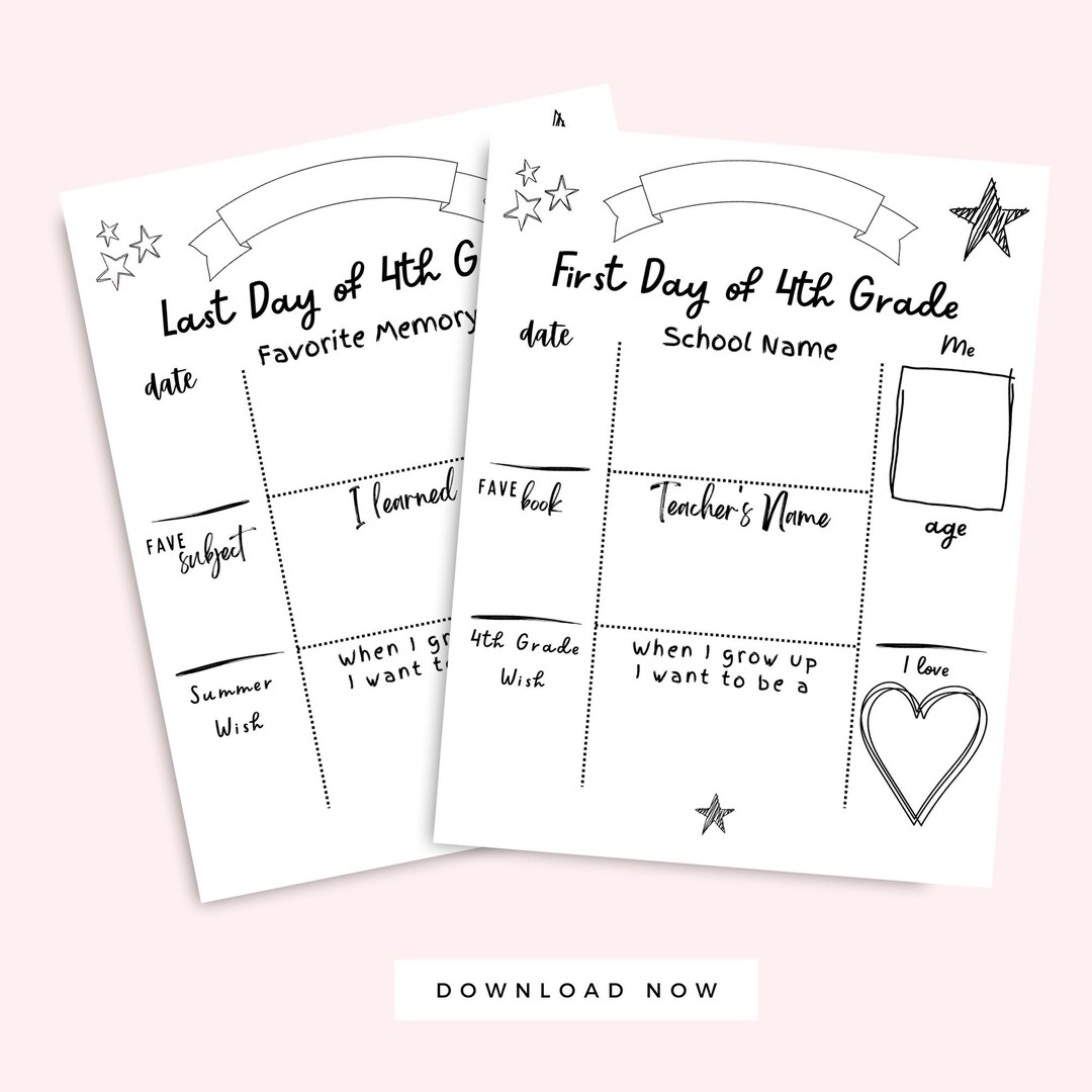 First and Last Day of School Sign 4th Grade Printable, Back to School ...