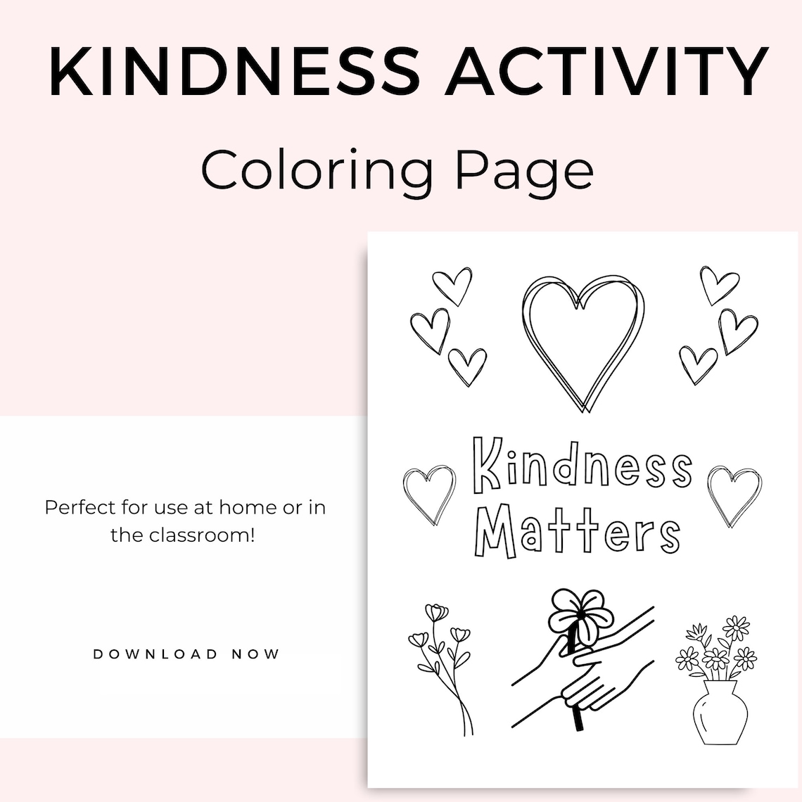 Kindness Activity for Kids Printable Coloring Page, Friendship Activity ...