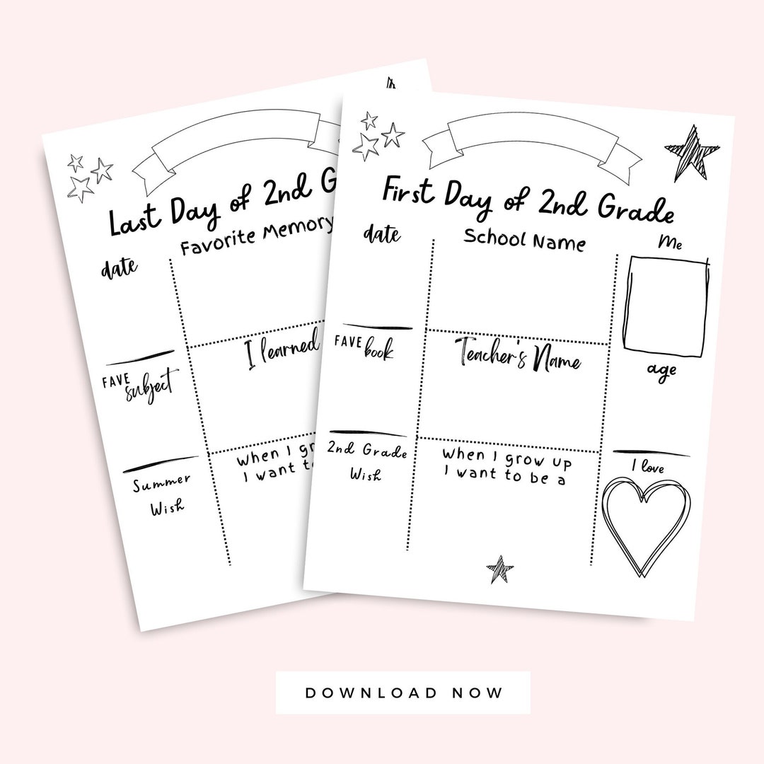 First Day of School Sign 2nd Grade Printable, Back to School Activity ...