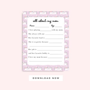 Mother's Day Letter From Kids, Mom's Birthday Card Printable Gift, All ...