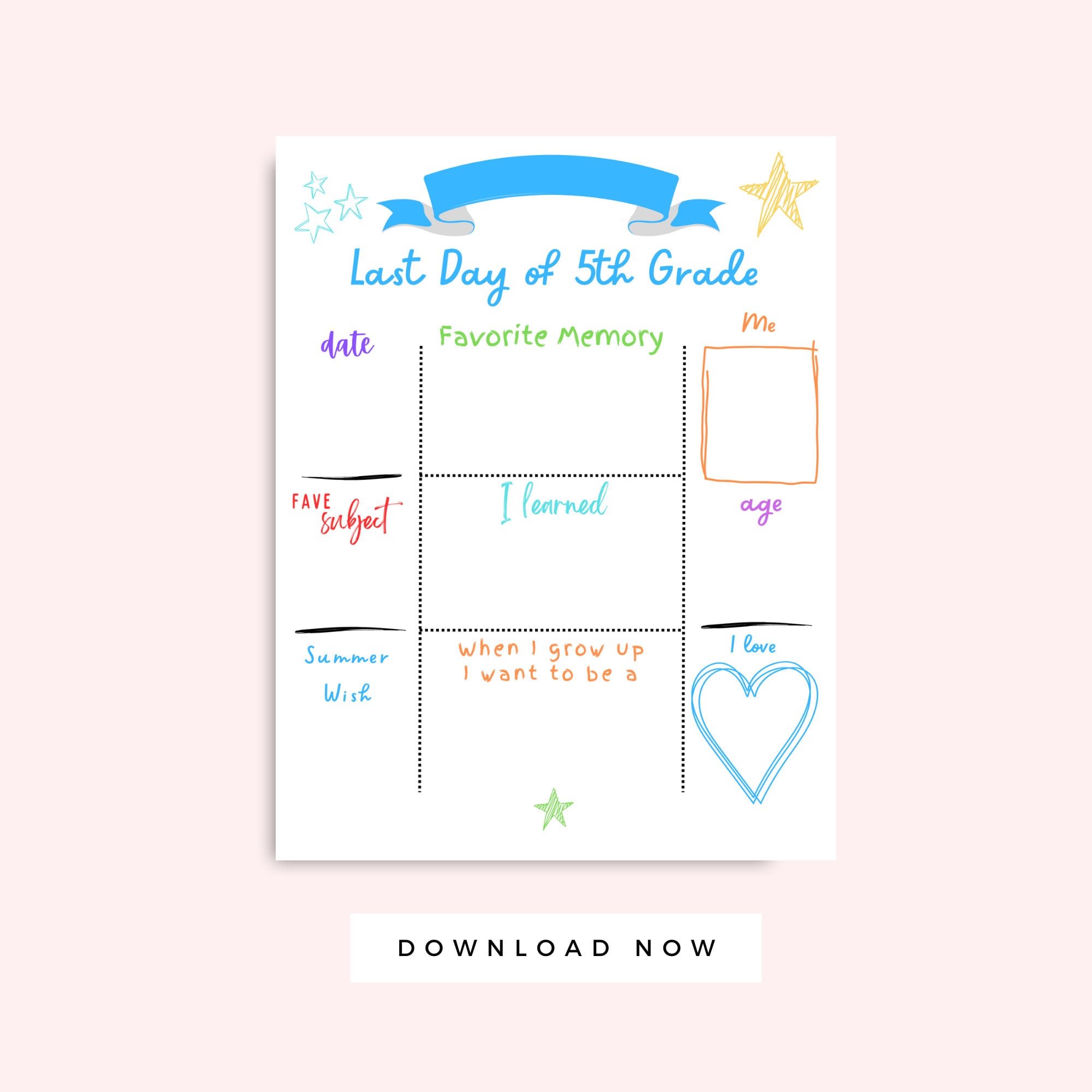 First and Last Day of School Sign 5th Grade Printable, Back to School ...