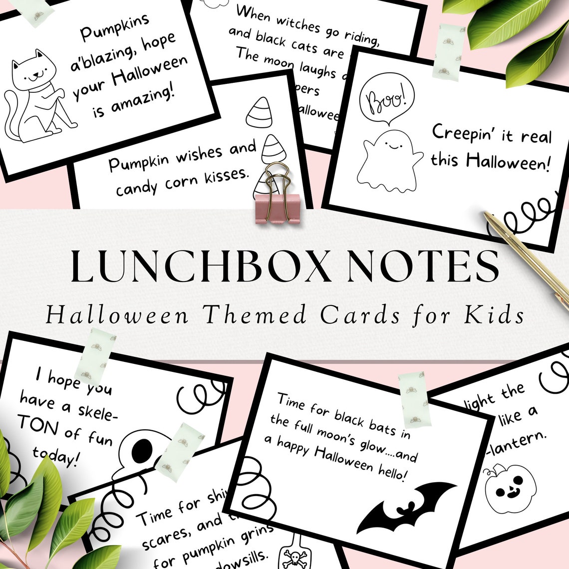 Halloween Lunch Box Notes for Kids, October School Ideas, Instant ...