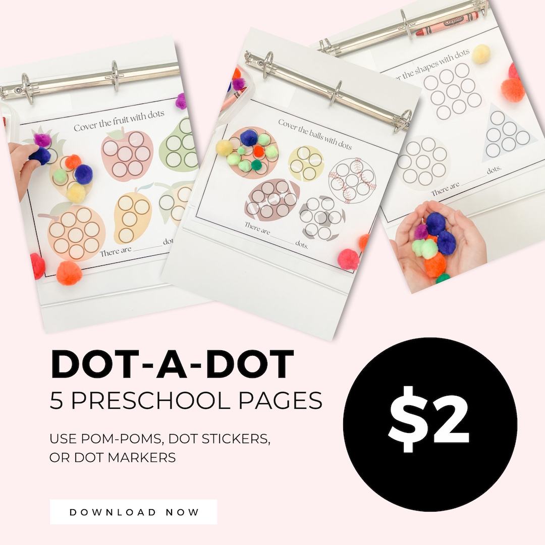 Dot A Dot Worksheets, Preschool Busy Book, Printable Preschool Activity ...