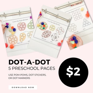 Dot A Dot Worksheets, Preschool Busy Book, Printable Preschool Activity ...