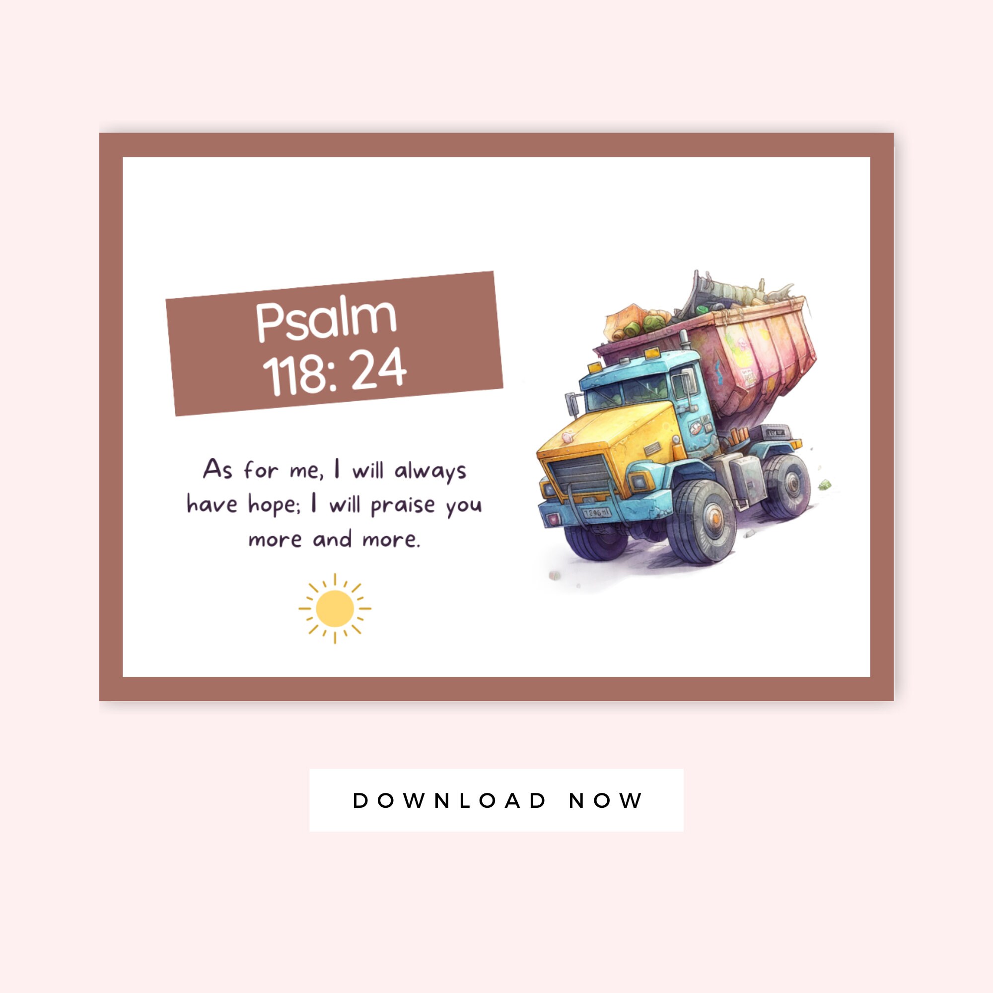 Lunch Box Notes for Kids Dump Truck, Bible Verse Cards Printable ...