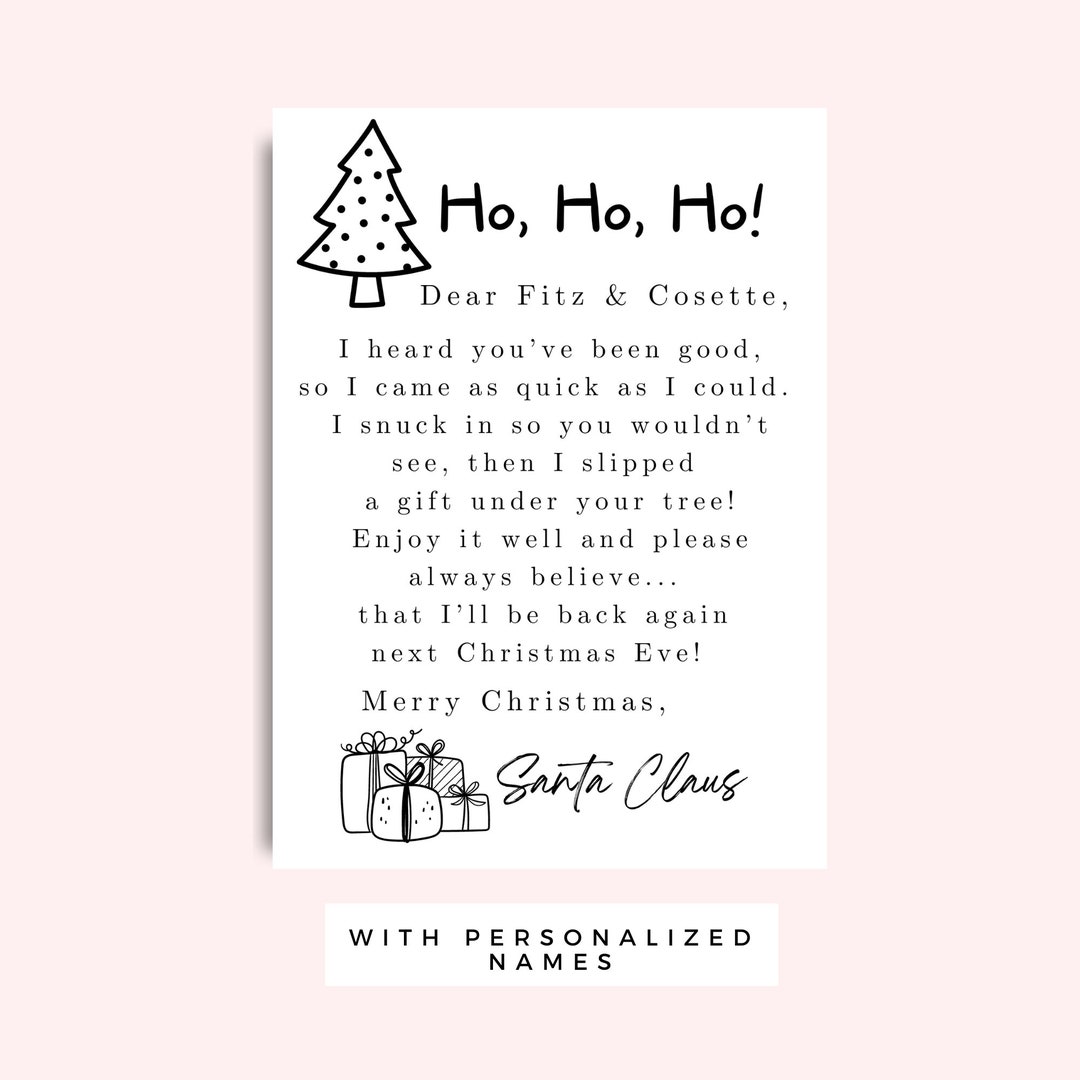 Santa Letter for Kids Printable, Card From Santa for Kids on Christmas ...
