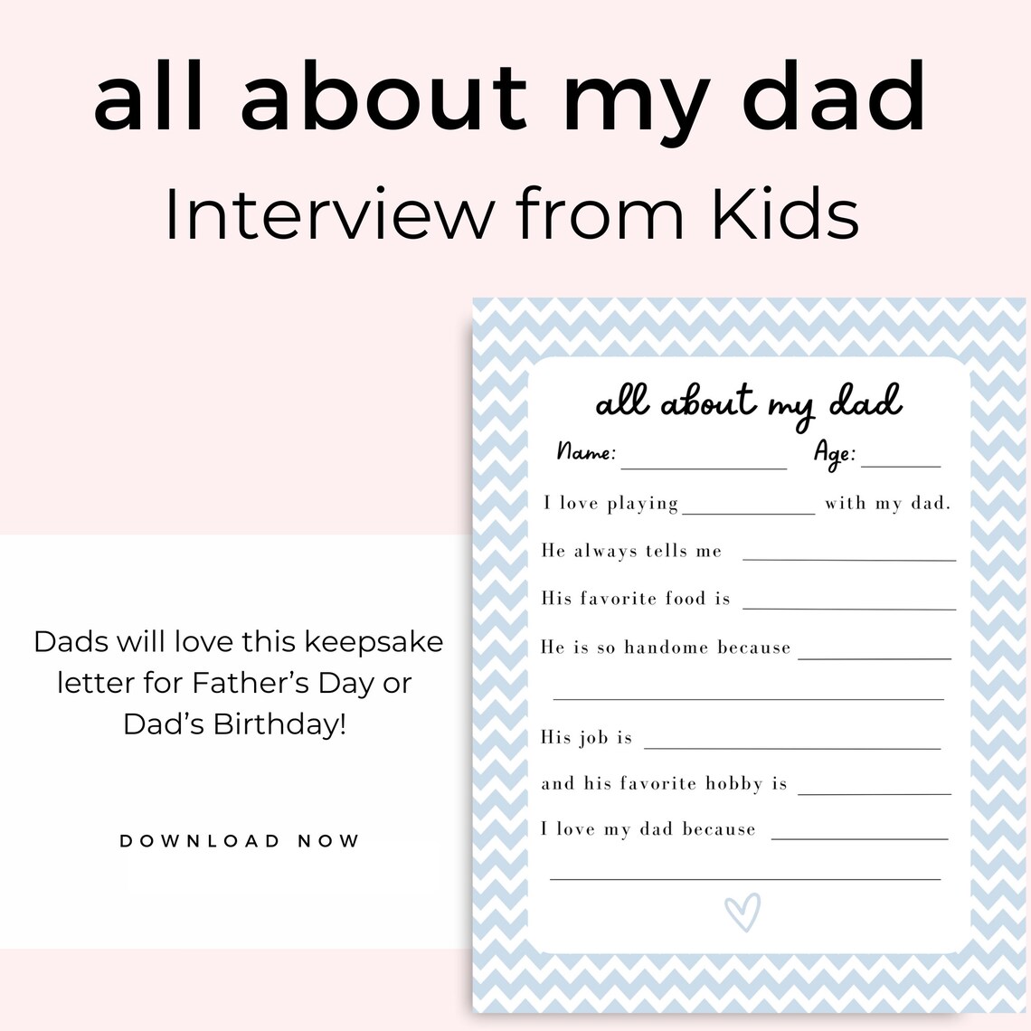 All About My Dad Preschool Interview Letter, Father's Day Letter From ...
