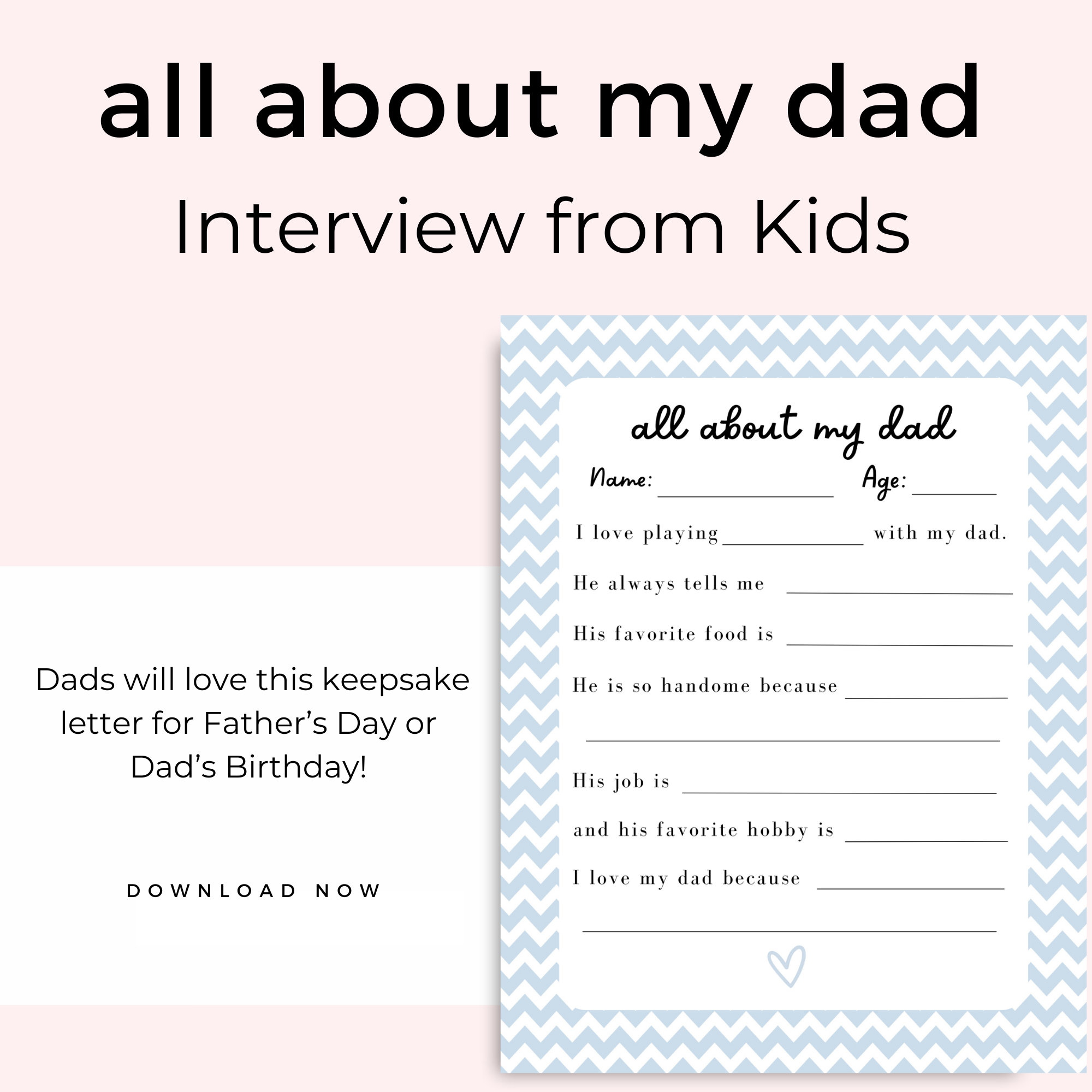 All About My Dad Preschool Interview Letter, Father's Day Letter From ...