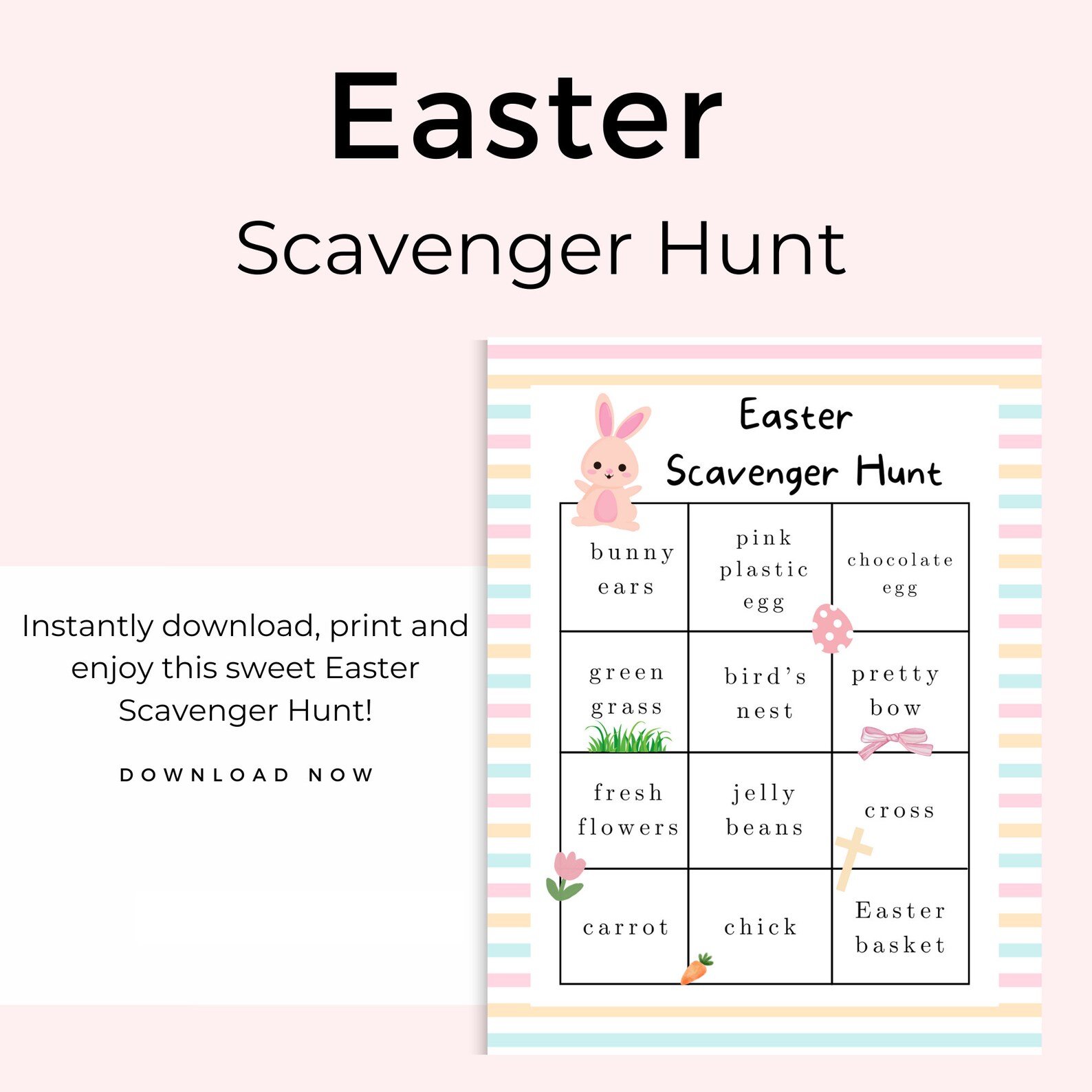 Printable Easter Scavenger Hunt for Kids, Easter Preschool Activity ...