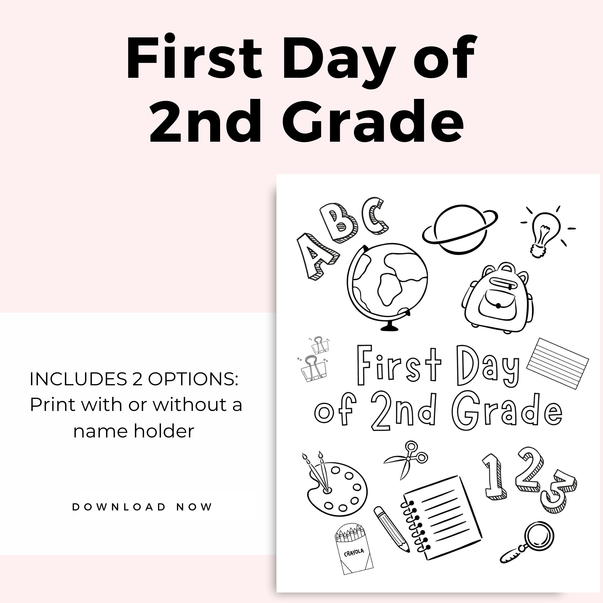 First Day of 2nd Grade Coloring Page, Second Grade Back to School ...