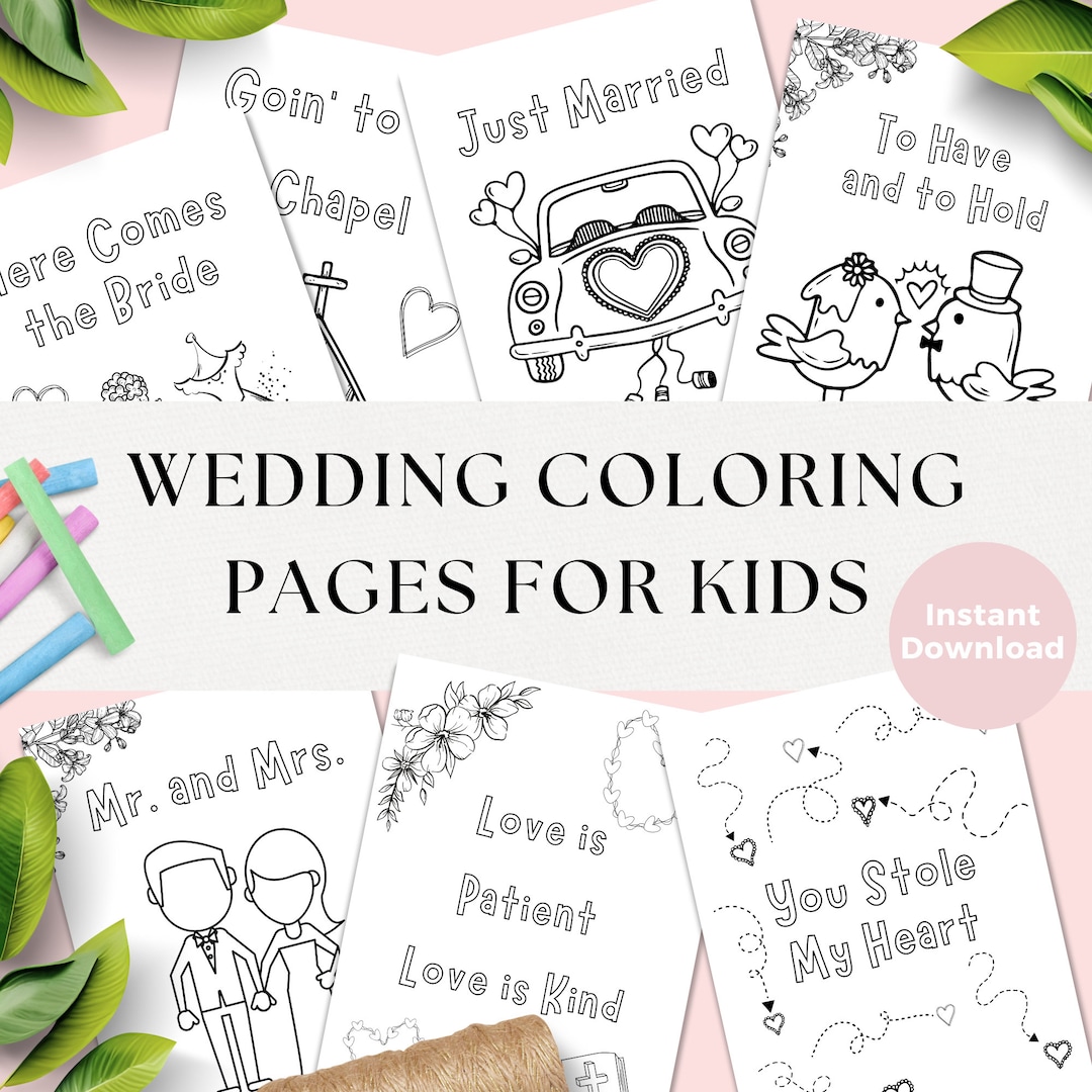 Wedding Coloring Book for Toddlers, Wedding Kid Table Activities ...