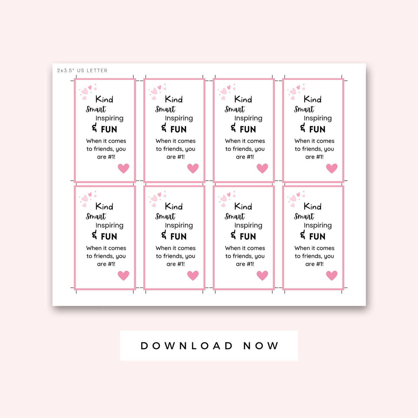 Pink Kind Valentine's Day Cards for Classmates, Friend, Instant ...