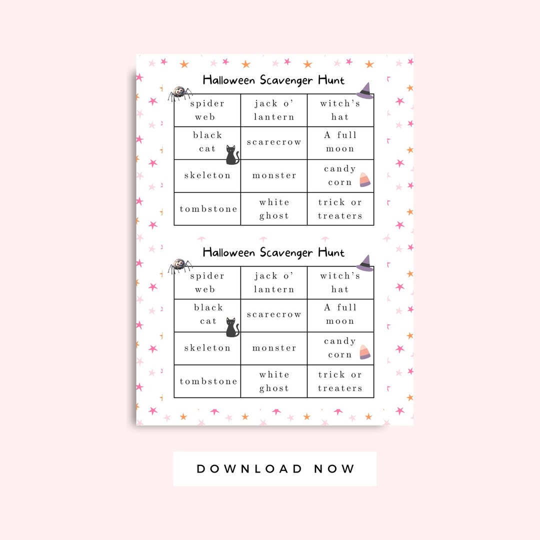 Halloween Scavenger Hunt for Kids Printable, Halloween Preschool ...