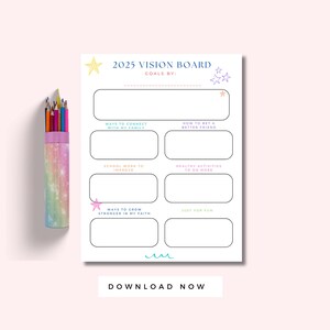 2025 Vision Board Printable for Kids, Home Learning Activity, Kids ...