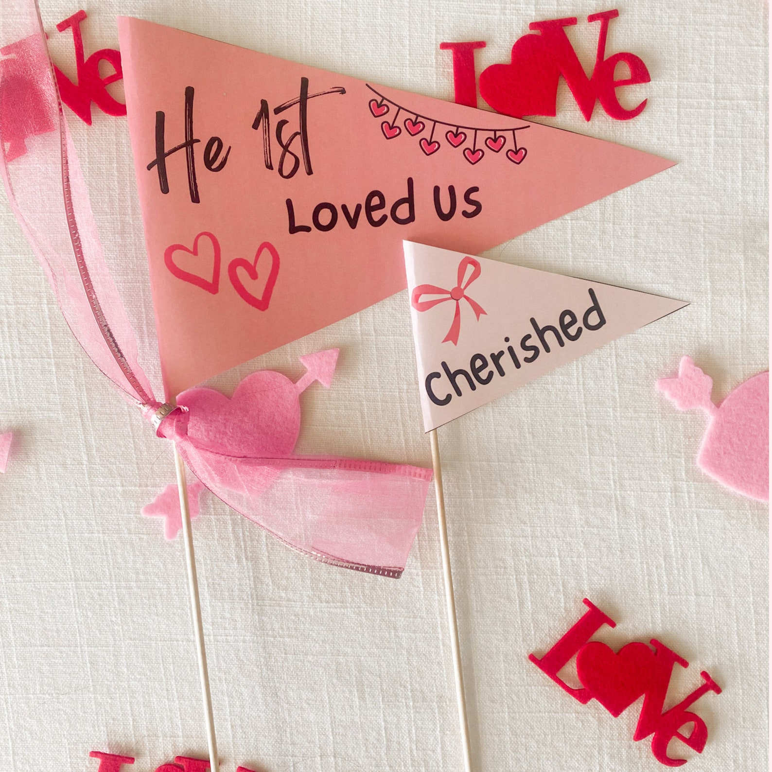 Christian Valentine's Day Pennant Printables, Valentine Photo Props ...