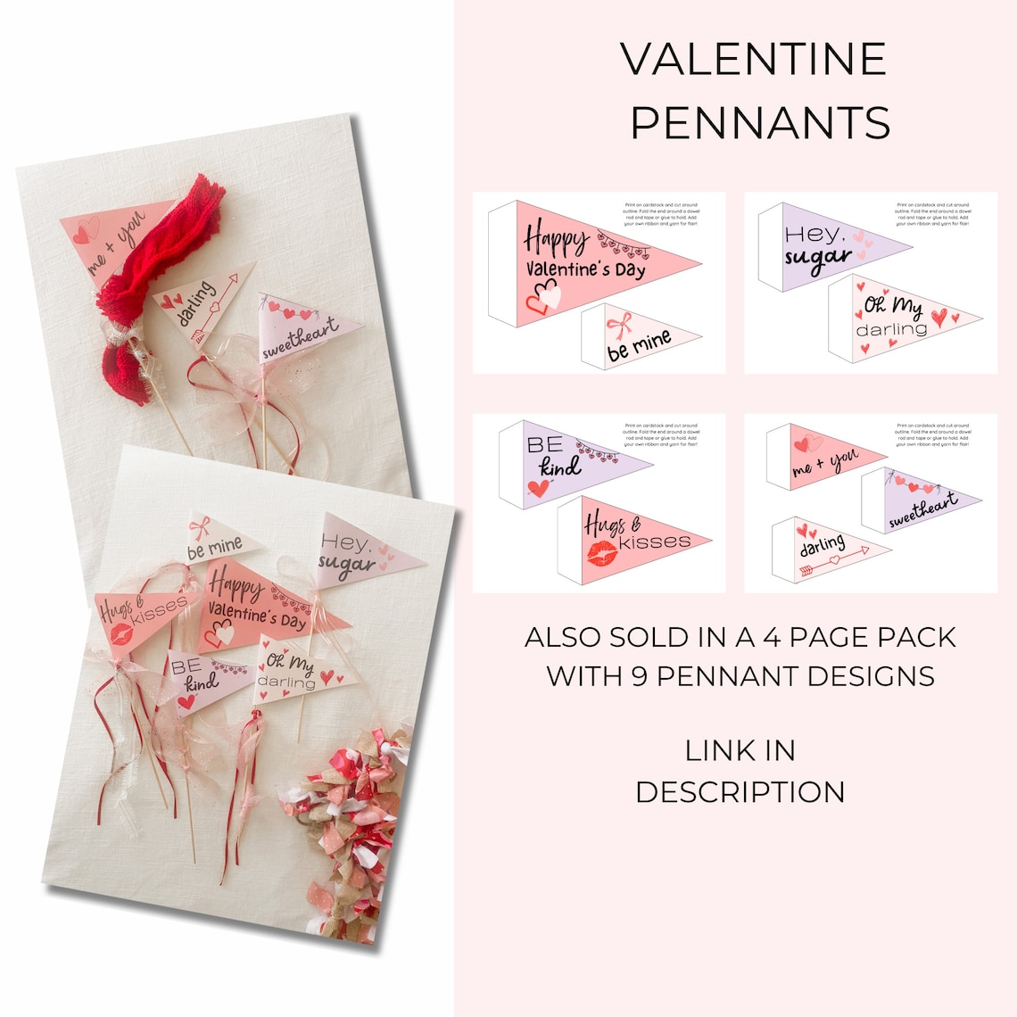 Valentine's Day Pennant Printables, Valentine Photo Props Instant ...