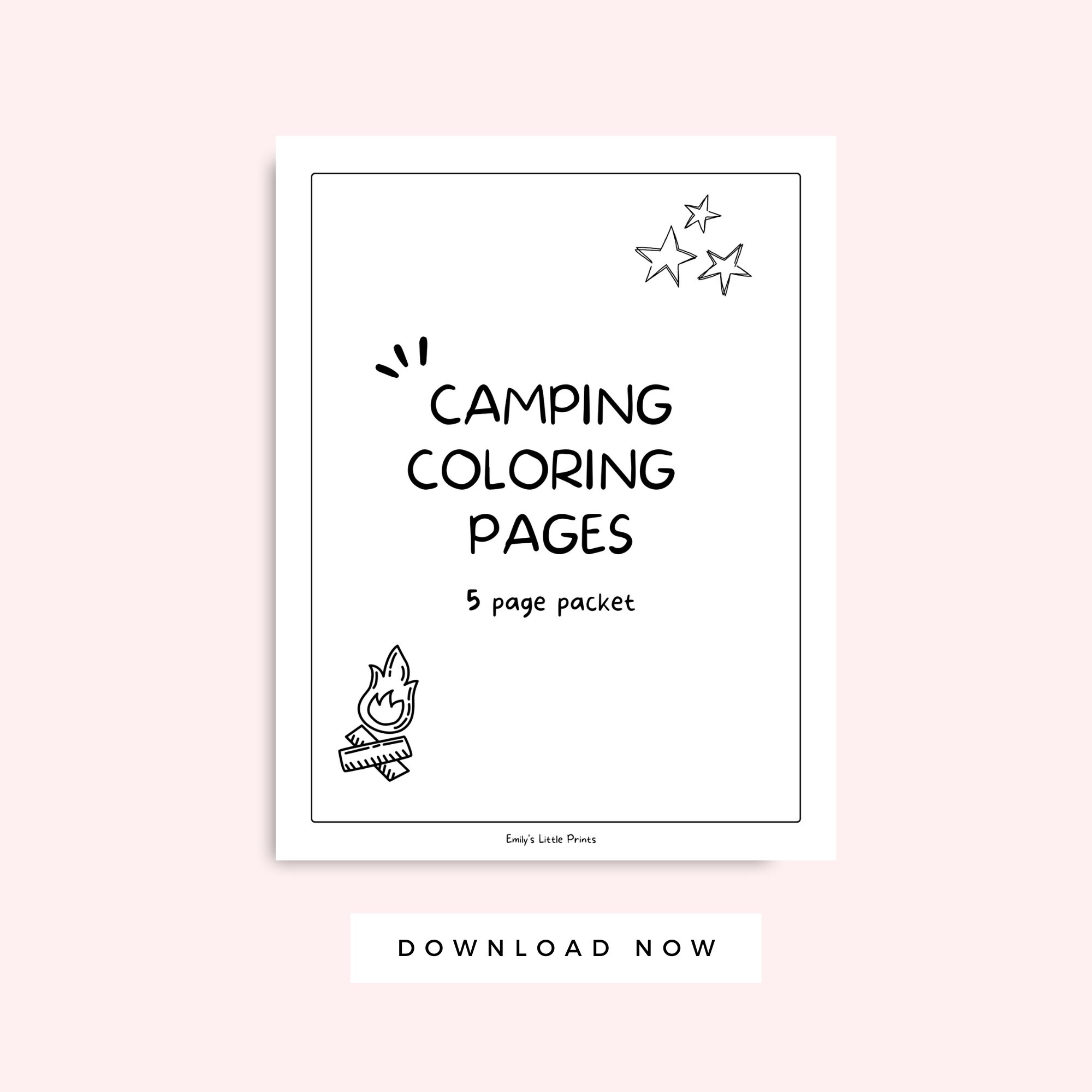Camping Coloring Pages PDF, 5 Page Camping Activity Packet for Kids ...