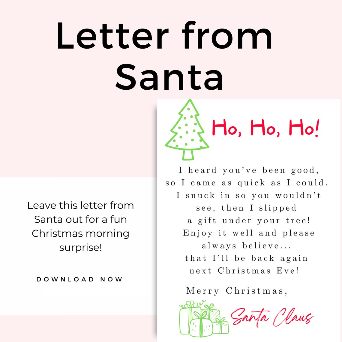 Santa Letter for Kids Printable, Printable Card From Santa for Kids on ...