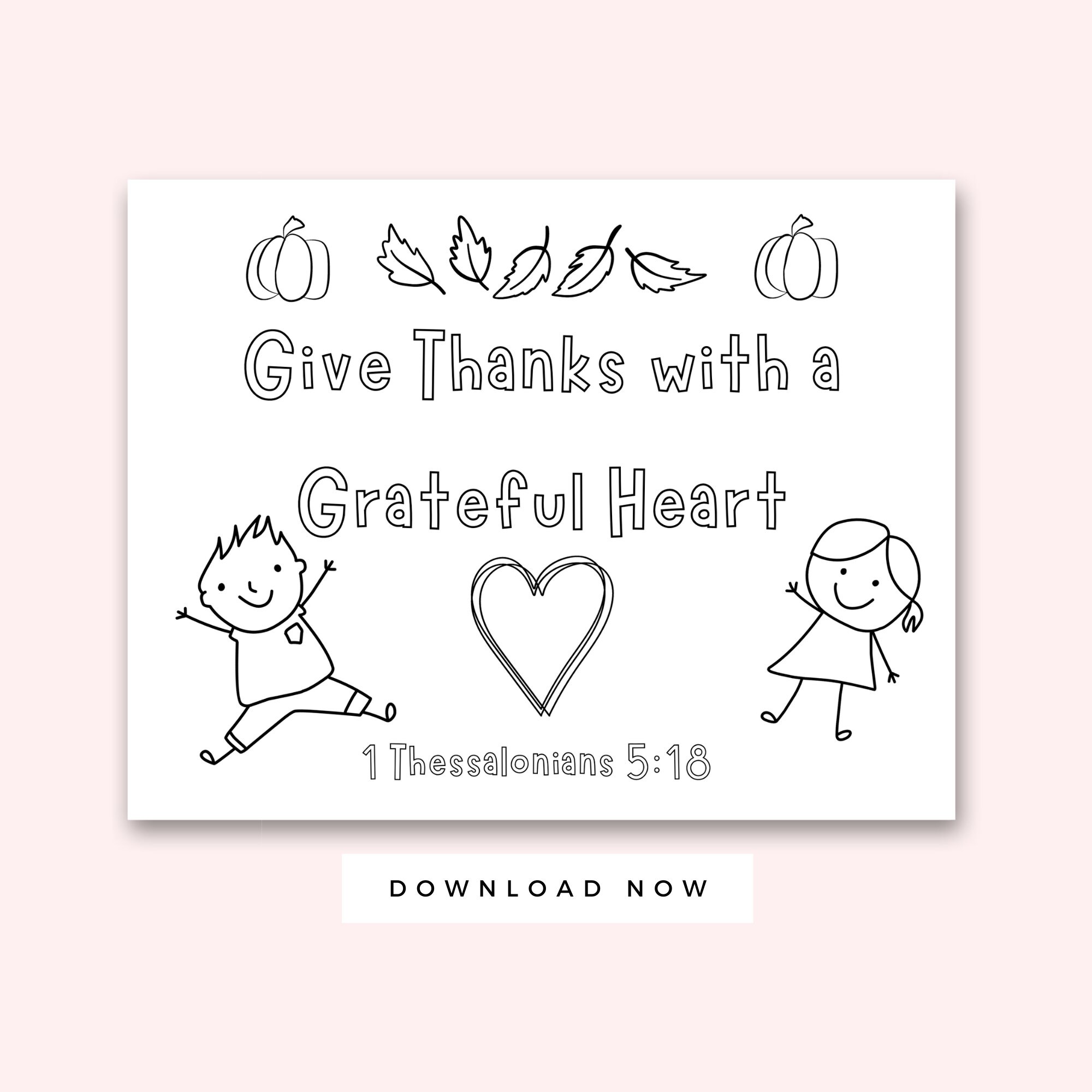 Give Thanks With a Grateful Heart Bible Verse Coloring Page for Kids ...