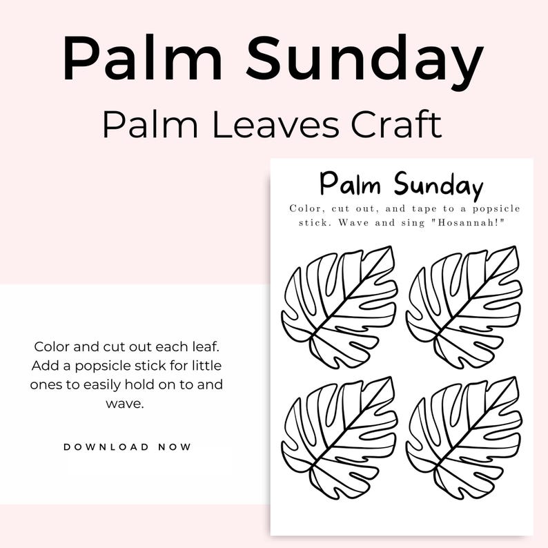 Palm Sunday Preschool Activity, Printable Easter Craft, Toddler and Kid ...