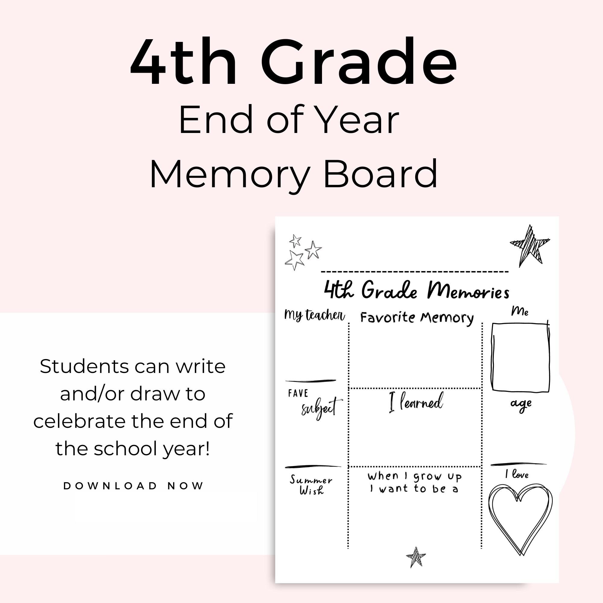 4th Grade Memories Coloring Page, Fourth Grade Milestone Board, Last ...