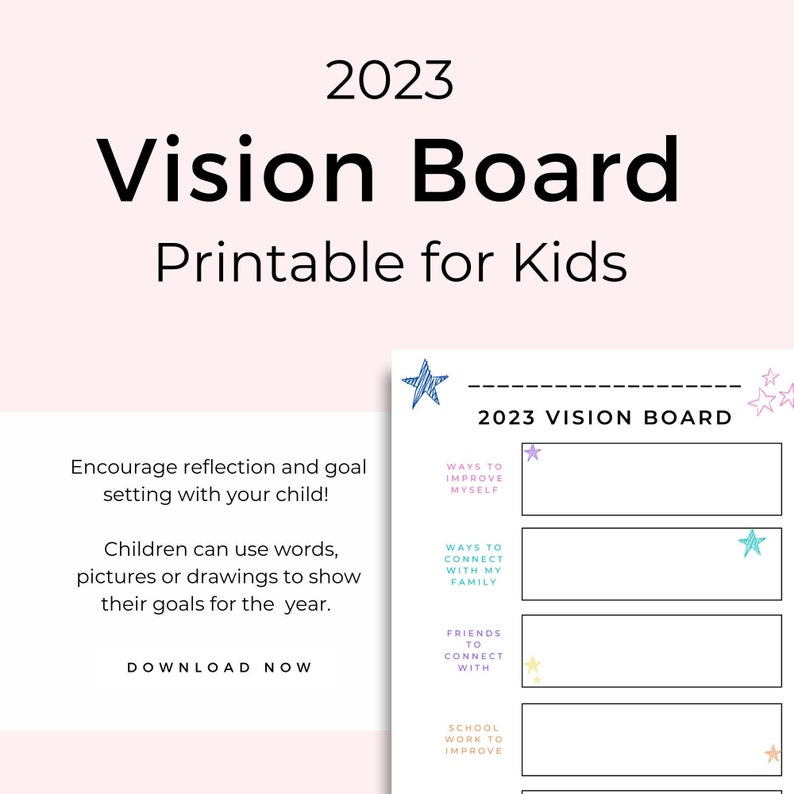 Vision Board Printable for Kids Home Learning Activity Kids - Etsy