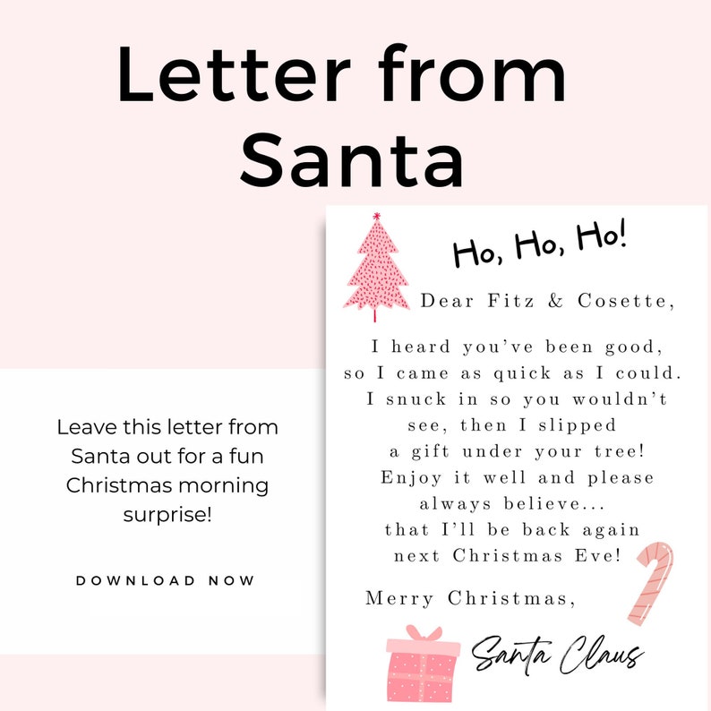 Santa Letter for Kids Printable, Printable Card From Santa for Kids on ...