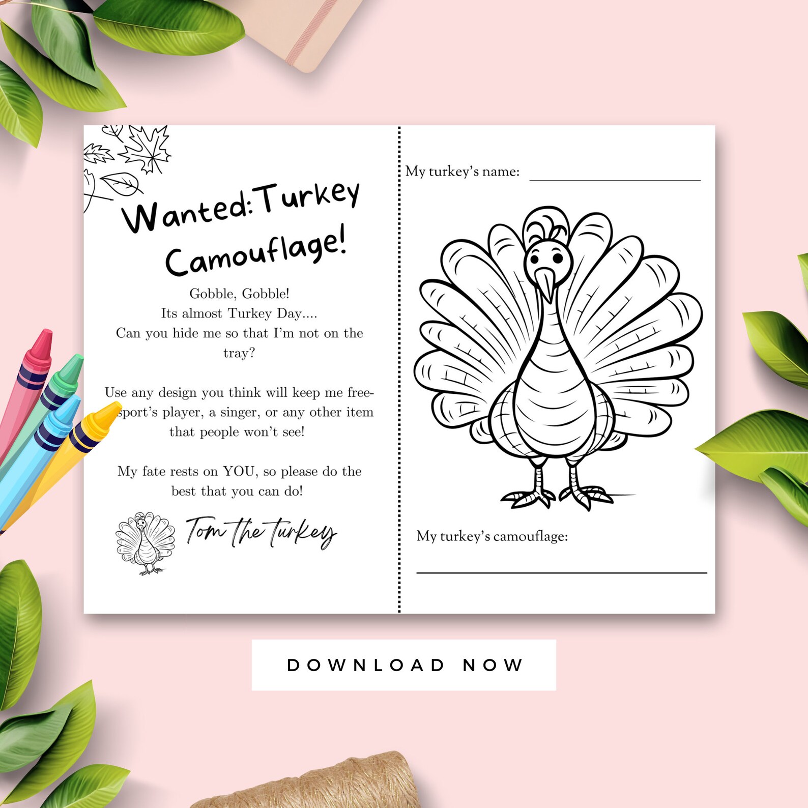 Turkey Disguise Craft, Turkey Camouflage Activity for Kids ...