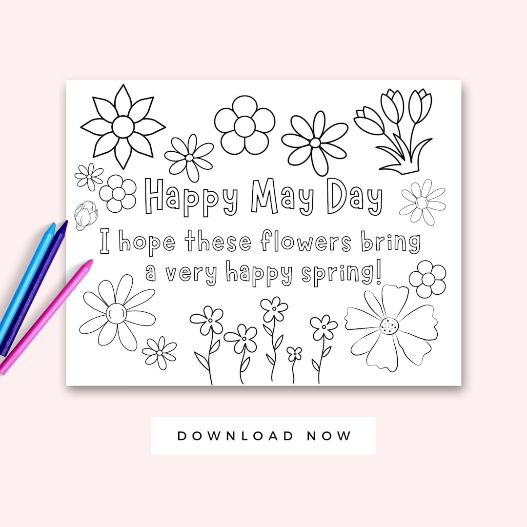 Happy May Day Coloring Page for Kids Printable, Toddler May Day ...