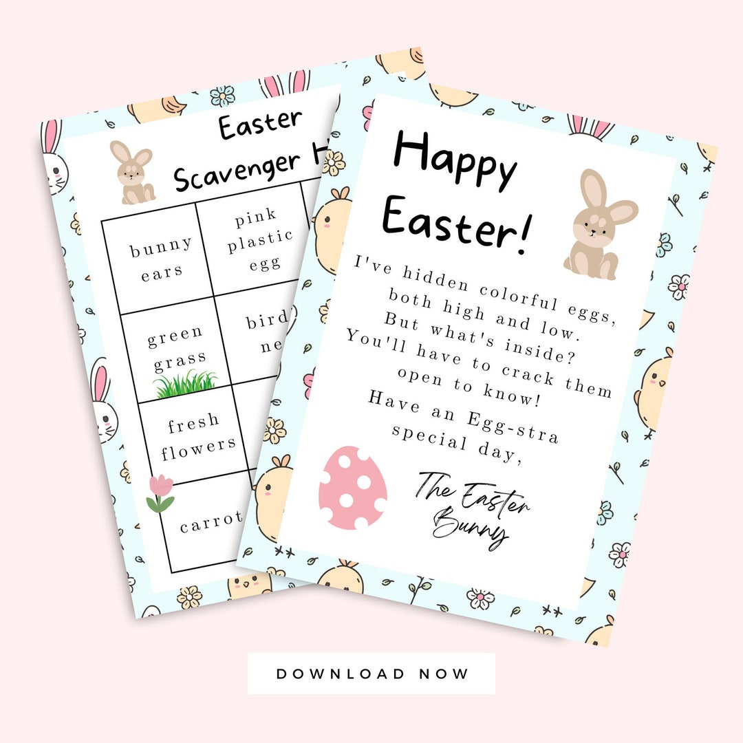 Printable Easter Bunny Letter for Kids, Easter Scavenger Hunt Kid ...