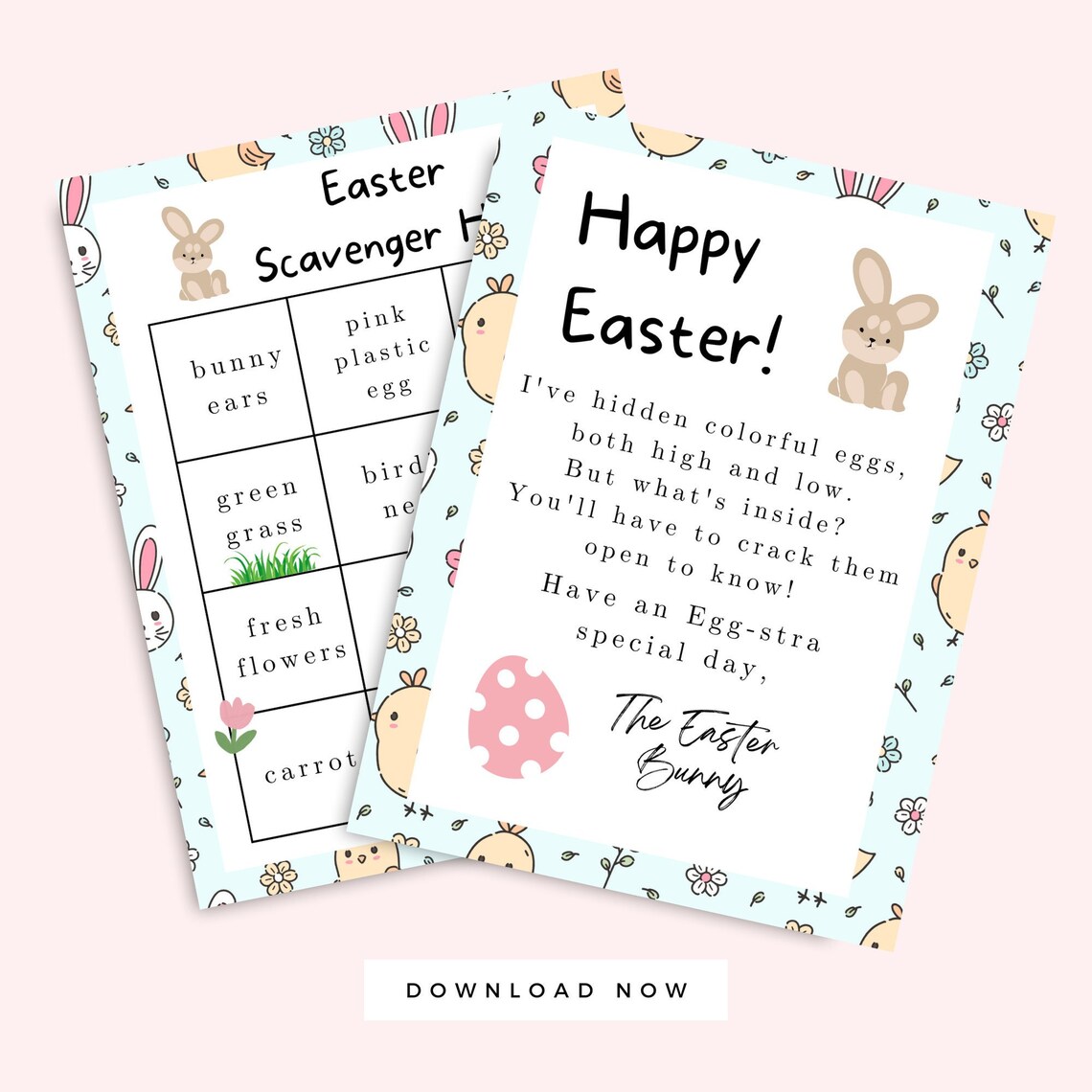 Printable Easter Bunny Letter for Kids, Easter Scavenger Hunt Kid ...