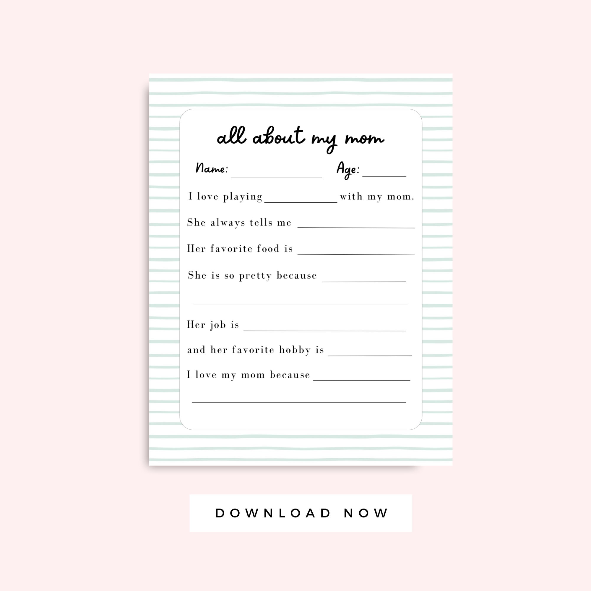 Mother's Day Letter From Kids, Mom's Birthday Card Printable Gift, All ...