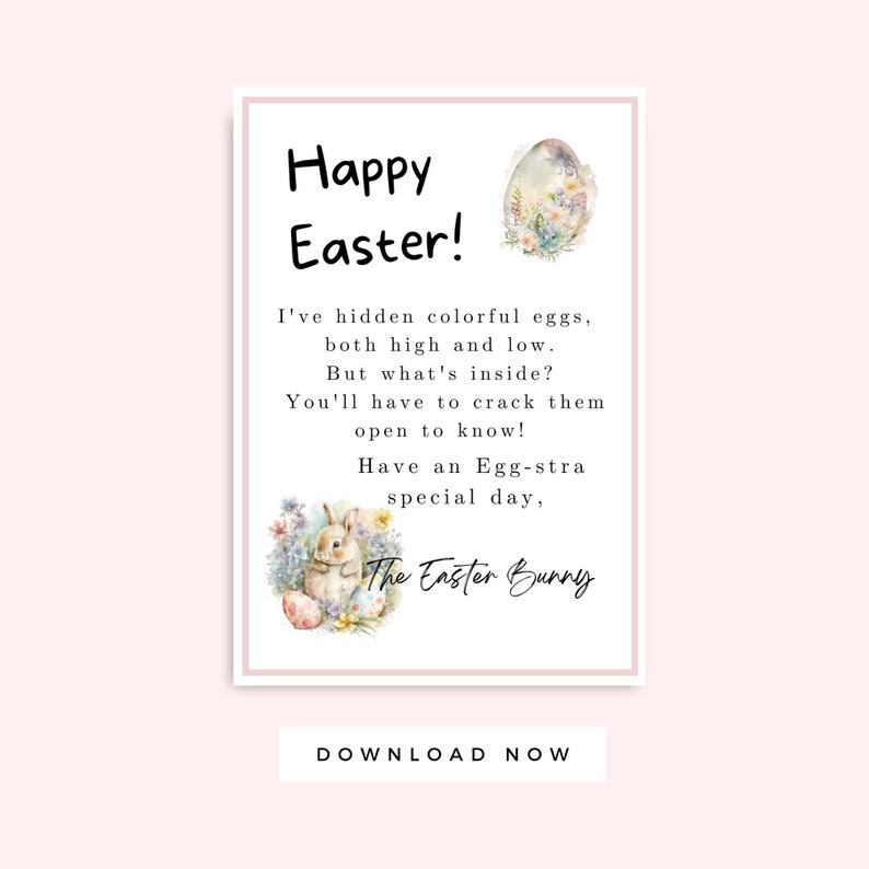 Floral Easter Bunny Letter for Kids Printable, Easter Kid Activity ...