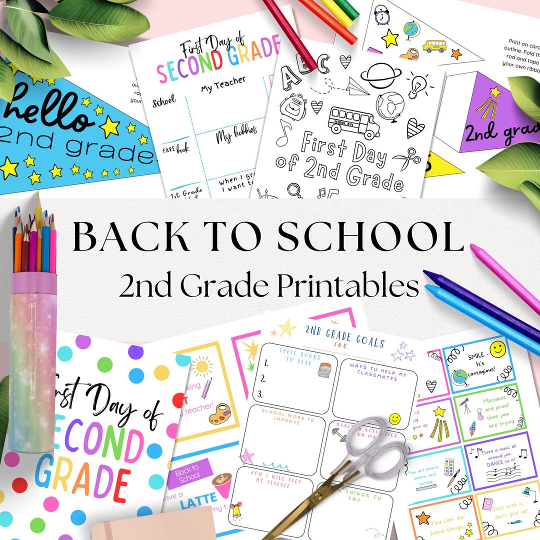 First Day of 2nd Grade Printable Bundle, Second Grade School Activities ...