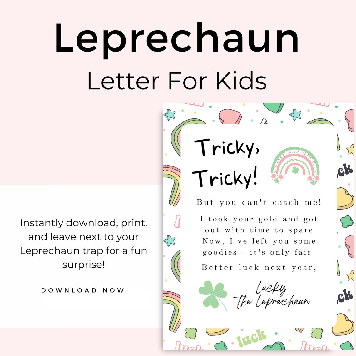 Leprechaun Letter for Kids Printable, Leprechaun Trap Card, Saint ...
