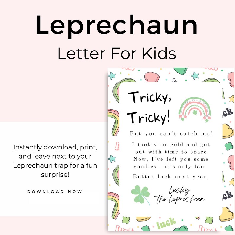 Leprechaun Letter for Kids Printable, Leprechaun Trap Card, Saint ...