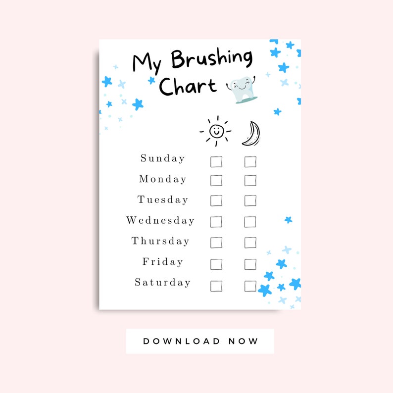 Kids Tooth Brushing Chart Printable, Dental Health for Preschool ...
