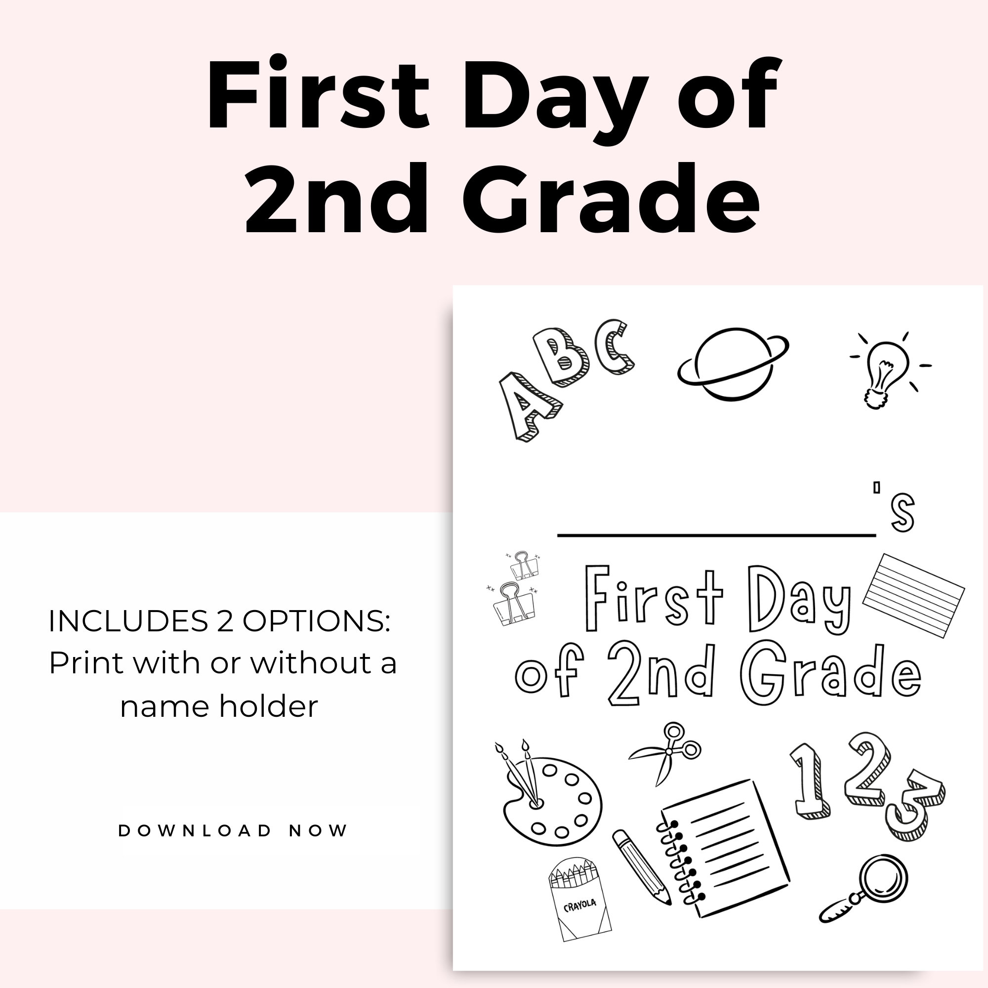 First Day of 2nd Grade Coloring Page, Second Grade Back to School ...