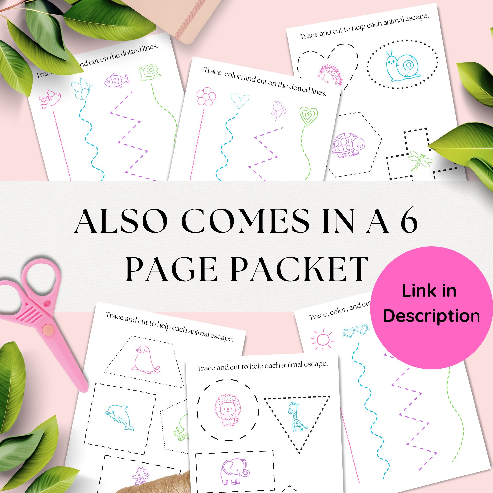 Scissor Skills for Preschool Printables, 3 Pack Worksheets Color ...