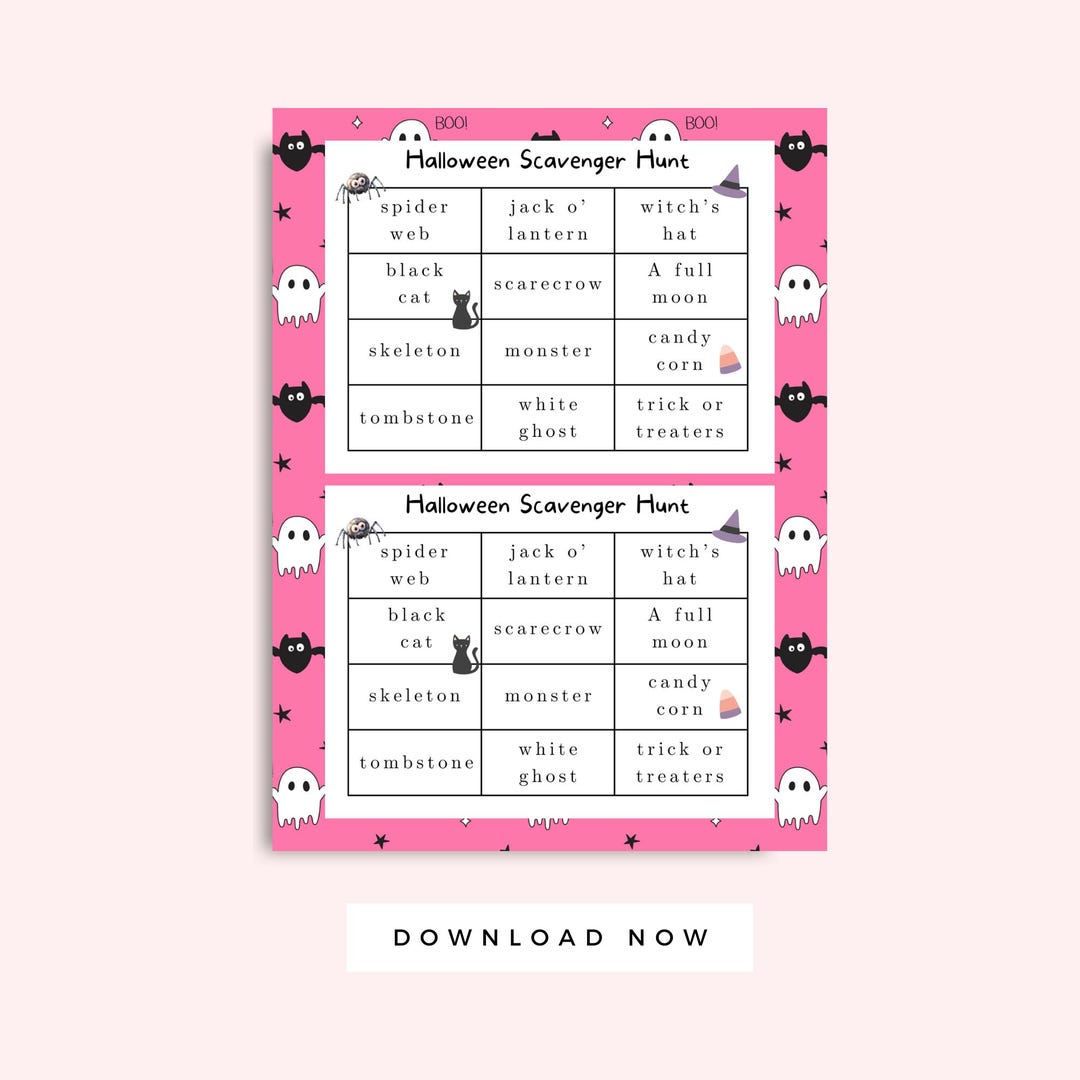 Halloween Scavenger Hunt for Kids Printable, Halloween Preschool ...