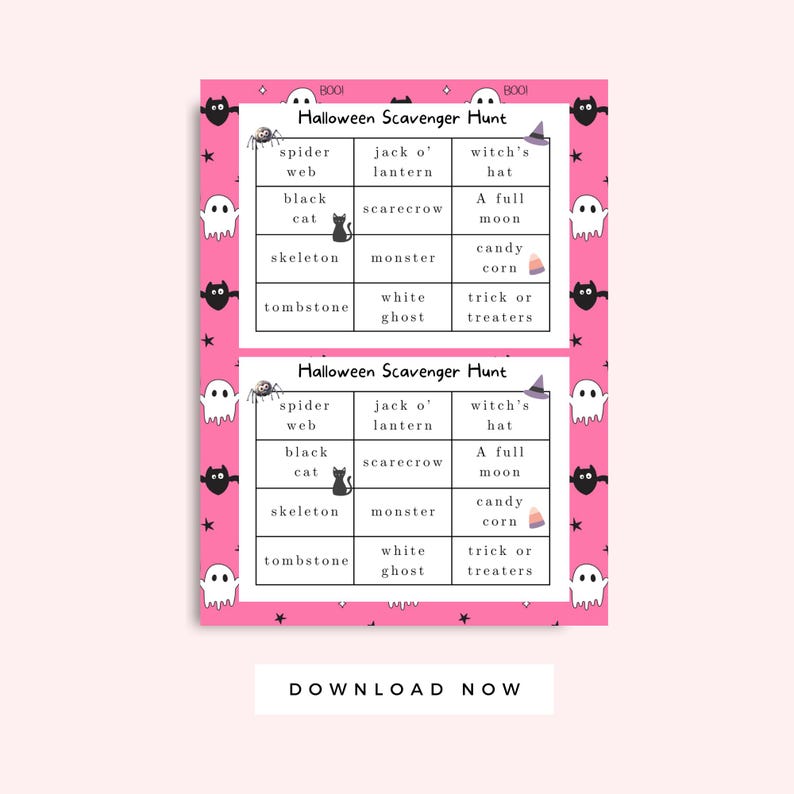 Halloween Scavenger Hunt for Kids Printable, Halloween Preschool ...